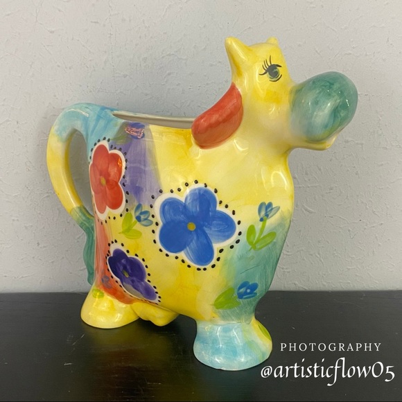 Dining | New Vintage Rare Floral Ceramic Cow Pitcher Or Creamer | Poshmark